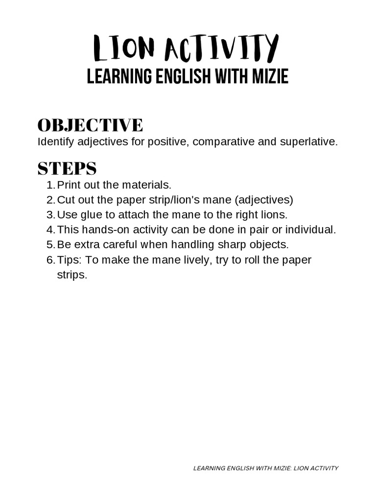 Lion Activity | PDF