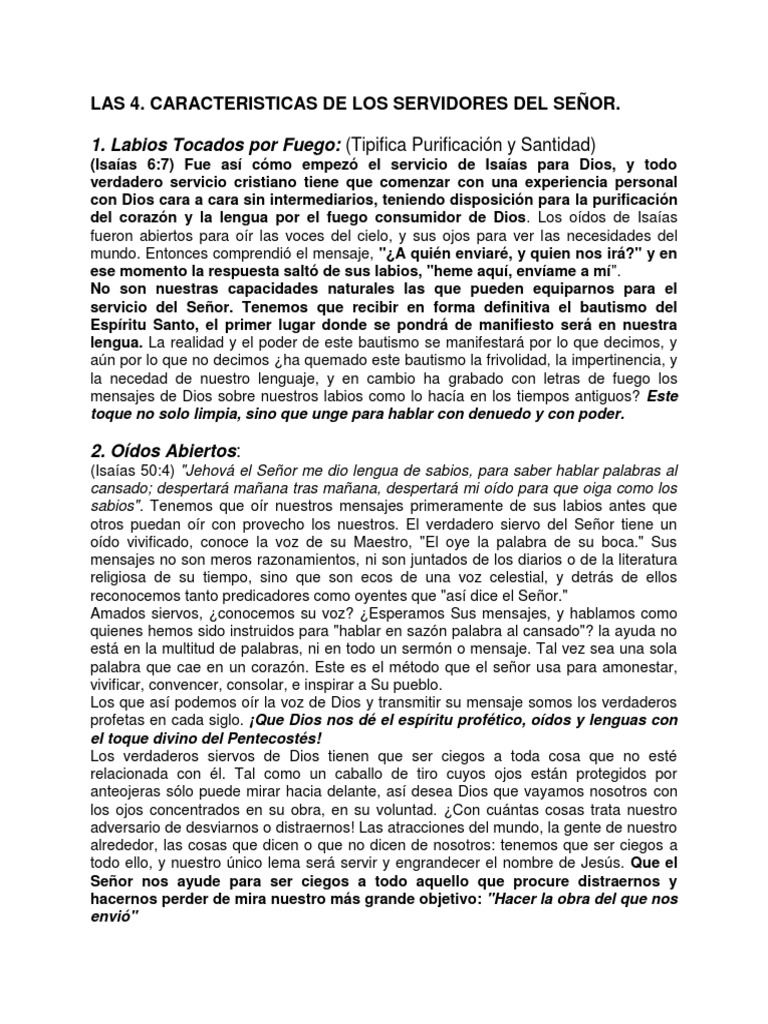 Características de los Siervos de Dios | PDF | Jesús | Dios