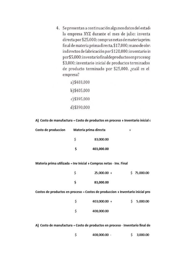 Ejercicios Costos Formulas 12 | PDF | Producción y fabricación | Economias
