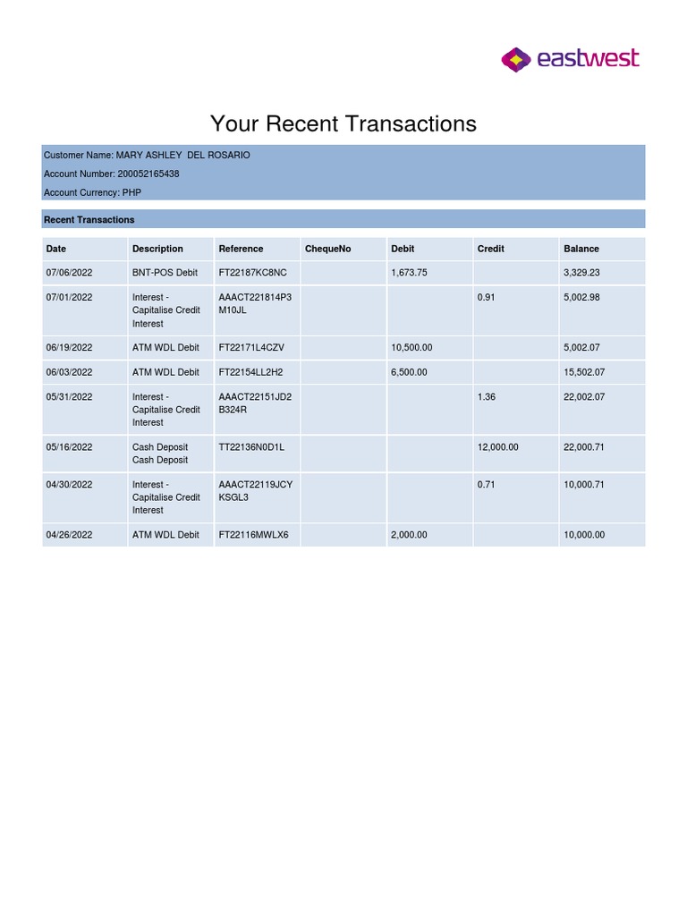 Your Recent Transactions | PDF