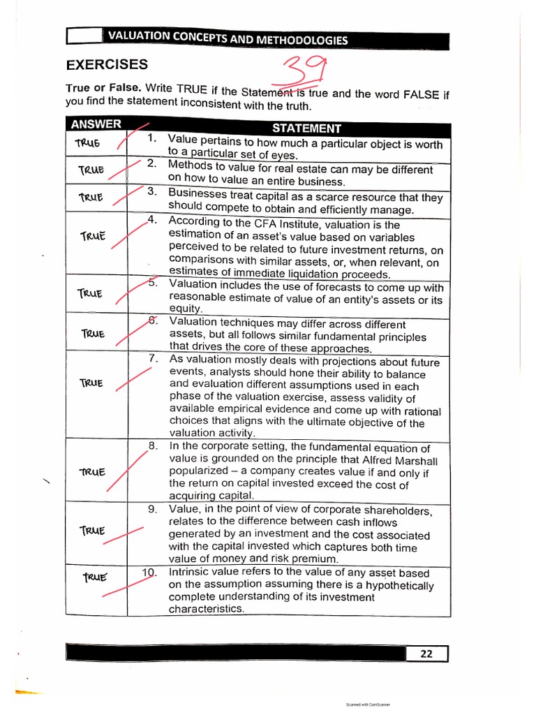 Valuation Concepts and Methods CHAPTER 1 - Checked | PDF