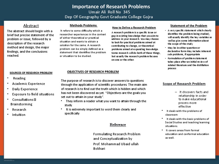 Importance of Research Problem Umair Ali 345 | PDF | Knowledge | Cognition