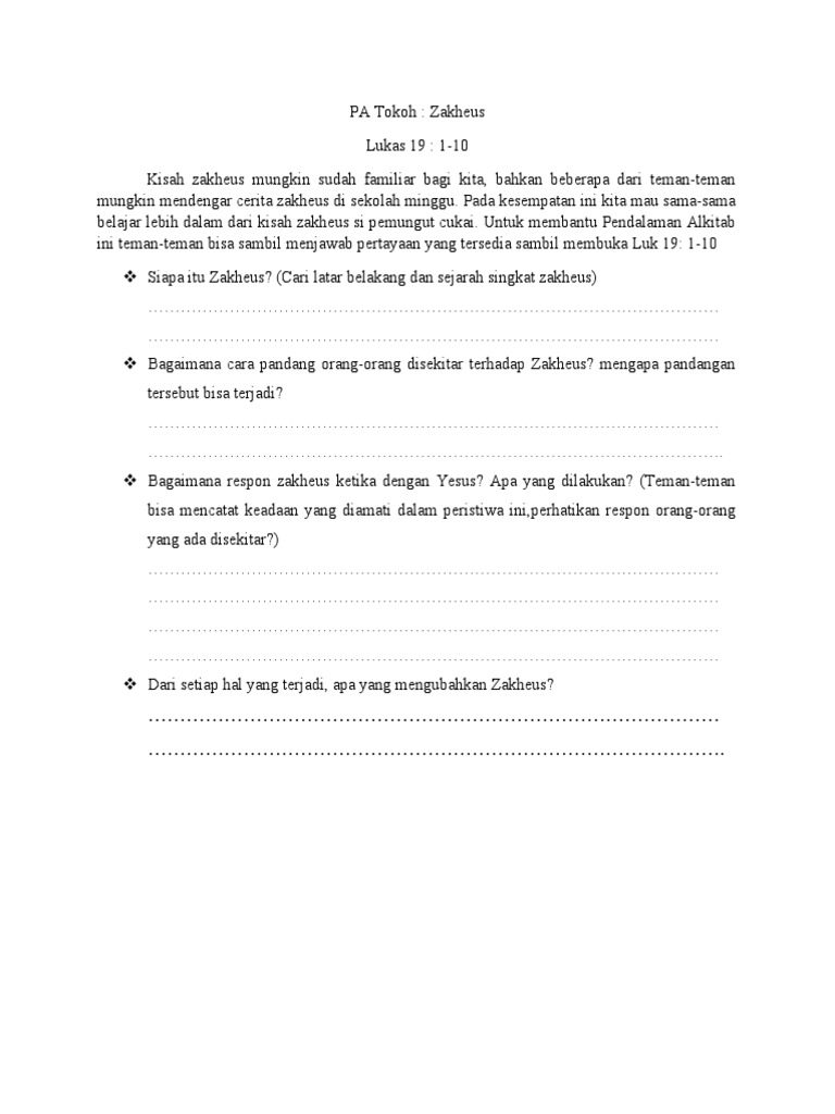 Memahami Tokoh Zakheus dalam Alkitab | PDF