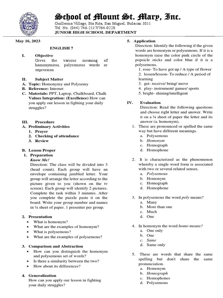 LP7 Homonymous &polesymous | PDF | Linguistics | Lexicology