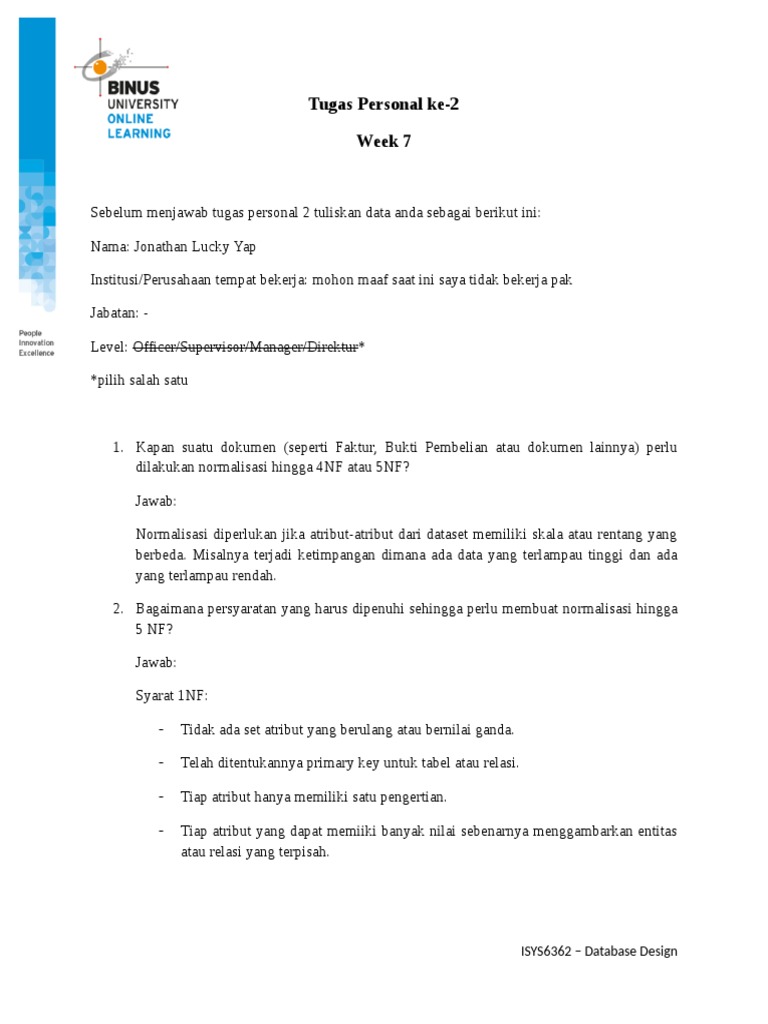 Normalisasi Database hingga 5NF | PDF