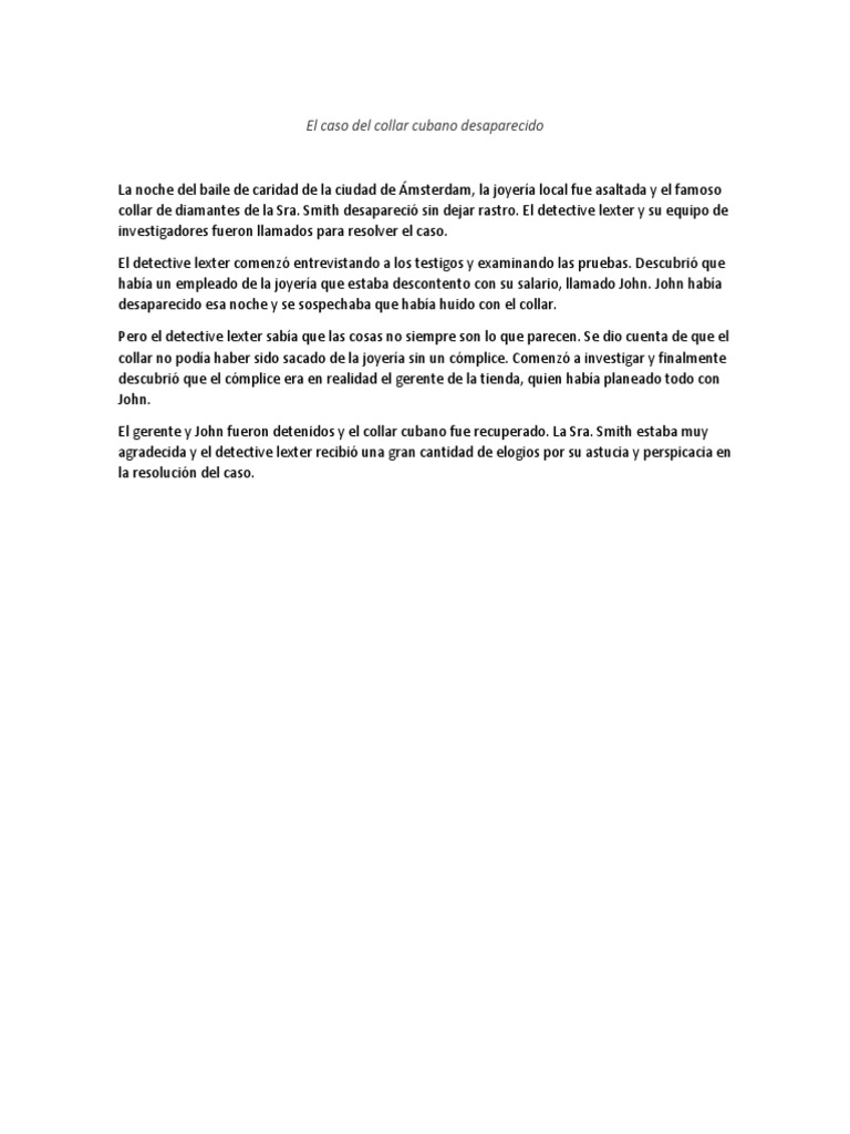 Misterio del Collar Cubano Resuelto | PDF