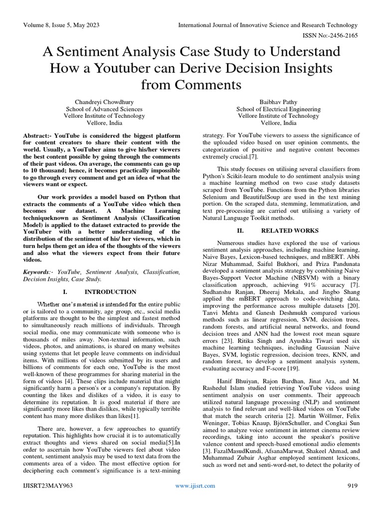 A Sentiment Analysis Case Study To Understand How A Youtuber Can Derive Decision Insights From ...