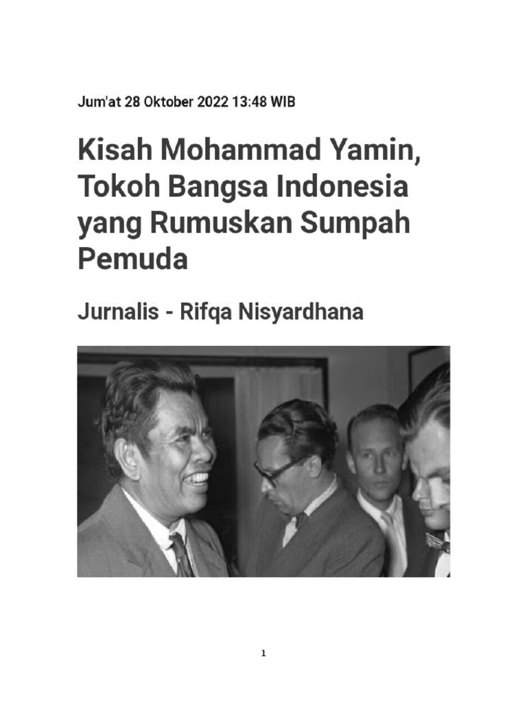 Peran Mohammad Yamin Dalam Kemerdekaan Indonesia | PDF