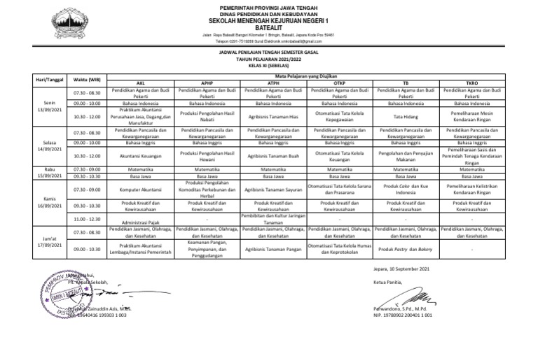 Jadwal PTS Gasal 2021-2022 Kelas Xi | PDF