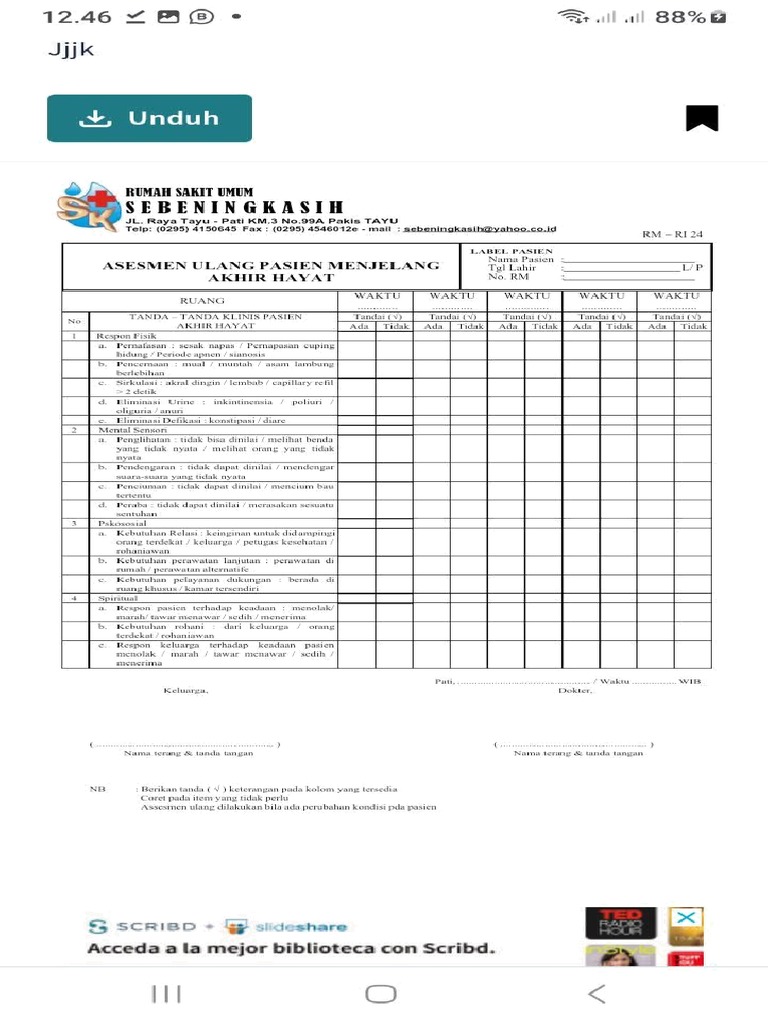 Form Assesment Pasien Akhir Hayat | PDF