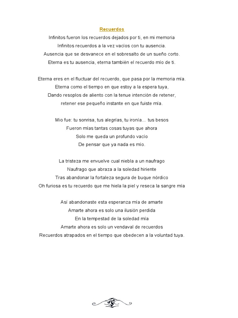 Recuerdos POEMA | PDF | Poesía | Metro (poesía)