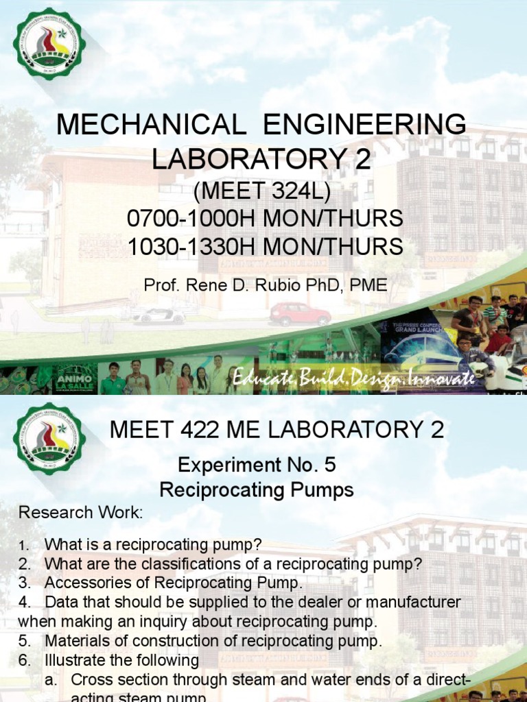 Mechanical Engg Lab2 Midterm Module 5 Reciprocating Pump | PDF | Pump | Equipment