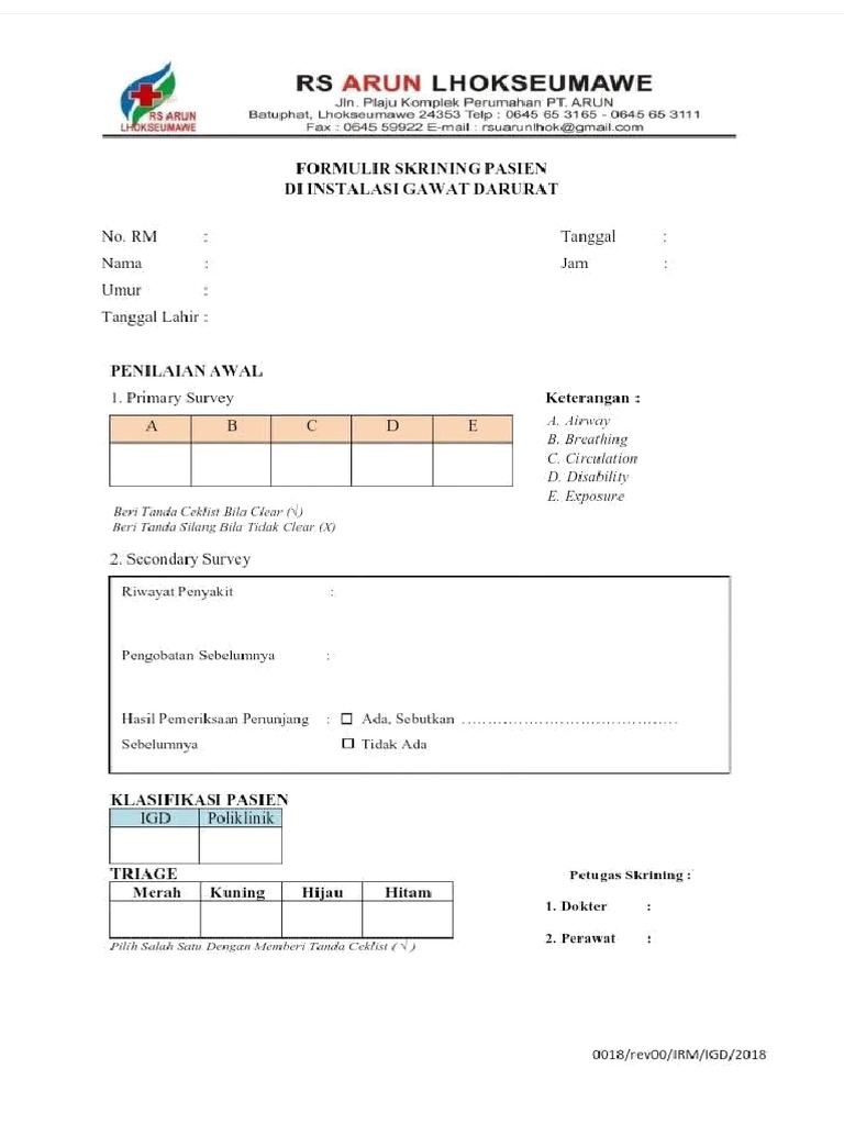 Form Skrining Pasien IGD | PDF