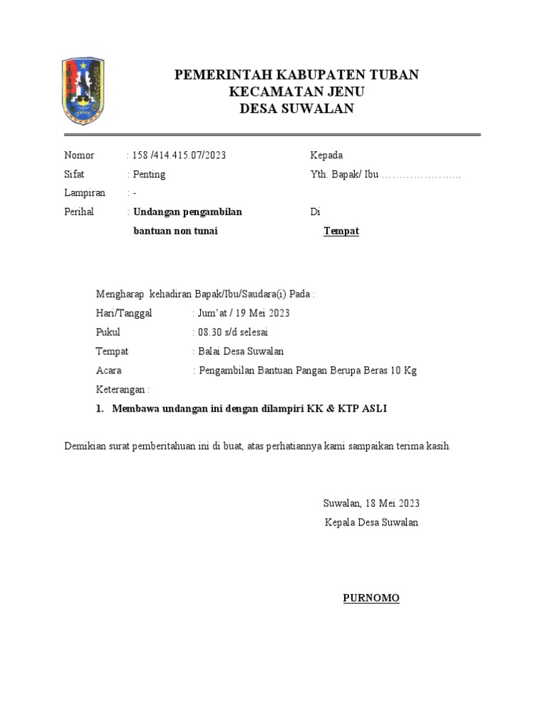 Undangan Bansos | PDF