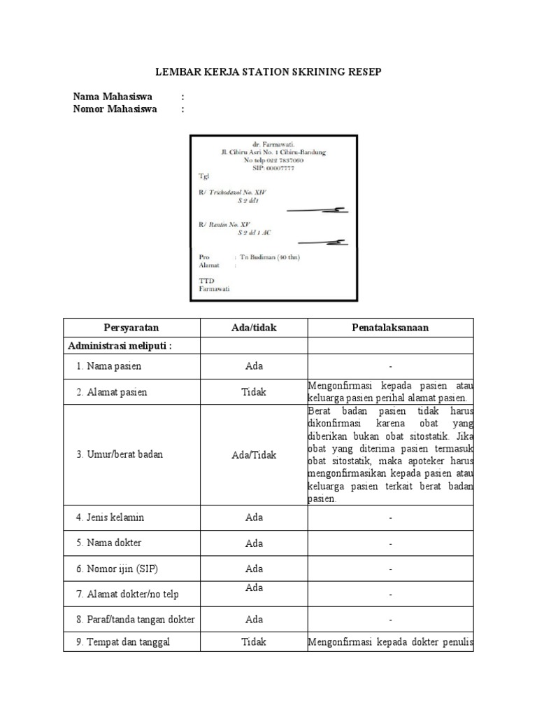 Skrining Resep | PDF