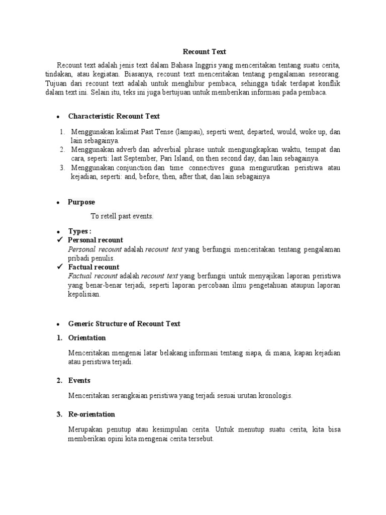 Ciri dan Struktur Teks Recount | PDF
