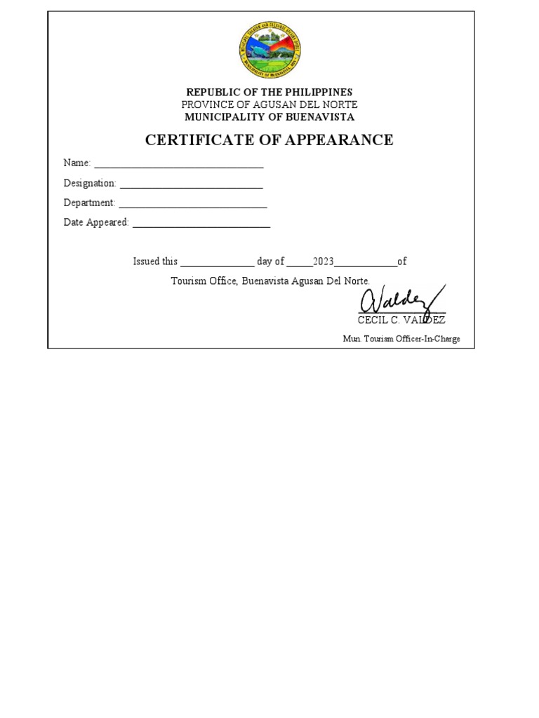 Cert of Appearance | PDF