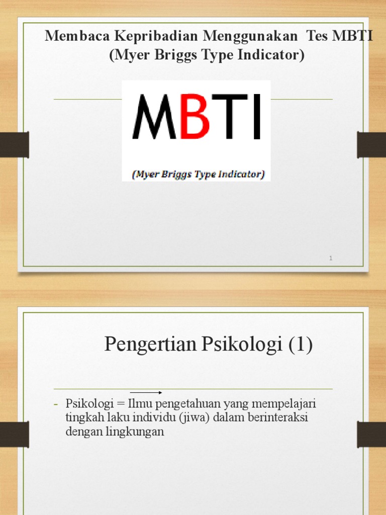 Memahami Tes Kepribadian MBTI | PDF