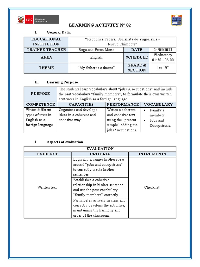 My Father Is A Doctor - Learning Activity | Download Free PDF ...