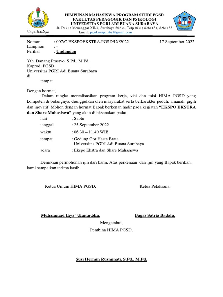 Undangan Ekspo Ekstra HIMA PGSD 2022 | PDF