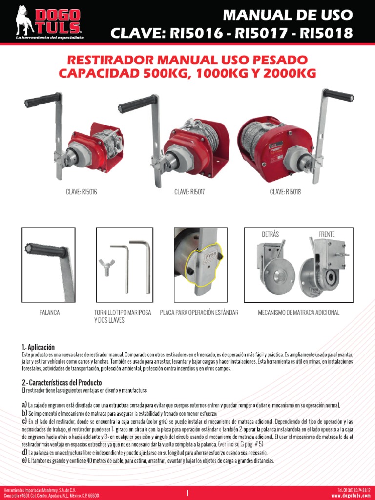 dogoMAN-C-RI5016-RI5017-RI5018-RESTIRADOR MANUAL USO PESADO | PDF