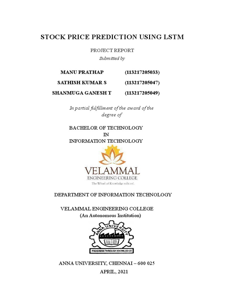 Stock Price Prediction Lstm Final Report | PDF | Machine Learning | Deep Learning