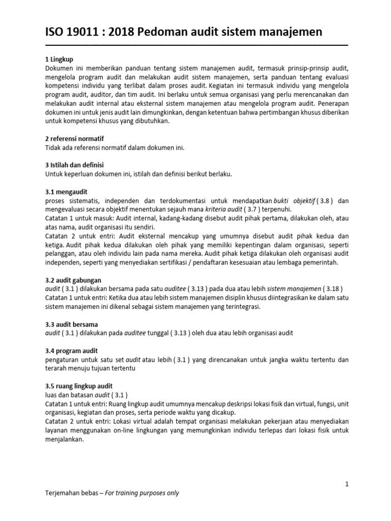 ISO 19011 2018 Pedoman Audit Sistem Manajemen INA | PDF