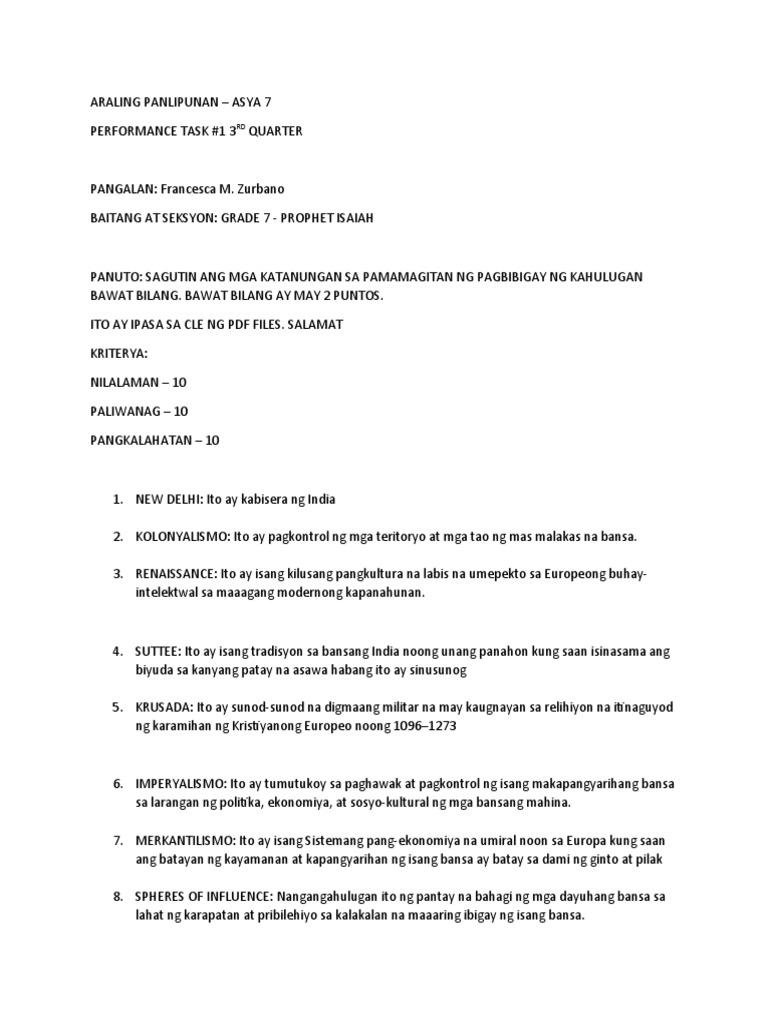 AP 7 - PT 1 3rd Quarter | PDF