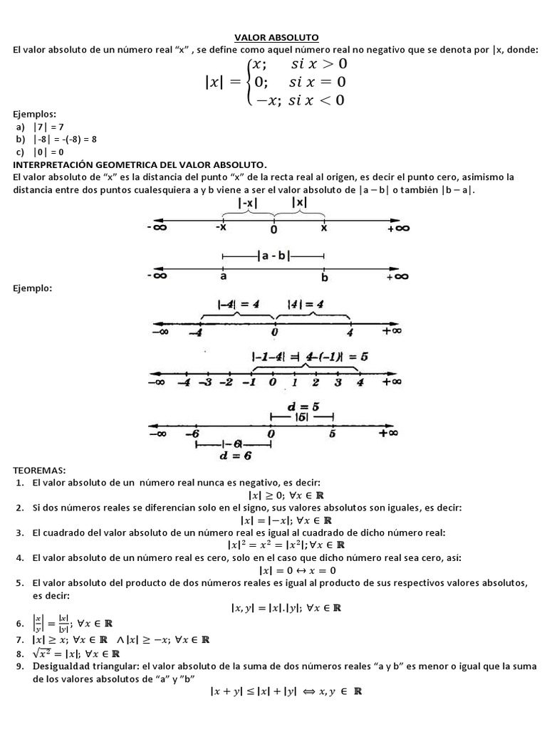 Valor Absoluto | PDF | Número Real | Desigualdad (Matemáticas)