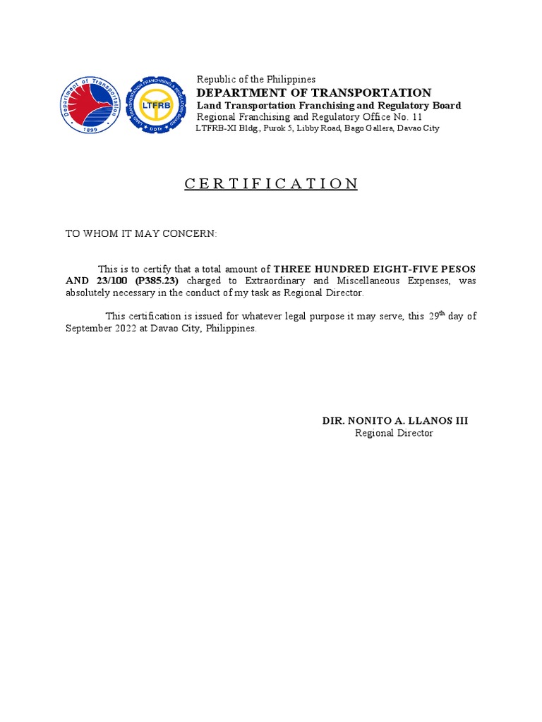 Certification - EME | PDF | Philippines