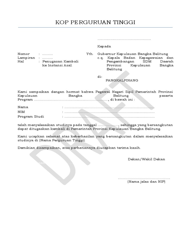 Contoh Surat Pengembalian Dari Kampus | PDF