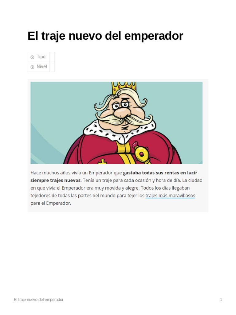 Análisis de "El traje nuevo del emperador" | PDF