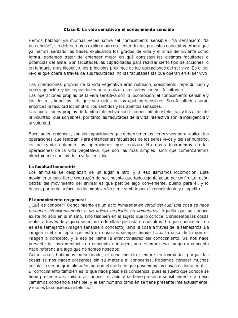 Facultades del Conocimiento Sensible | PDF | Percepción | Conocimiento