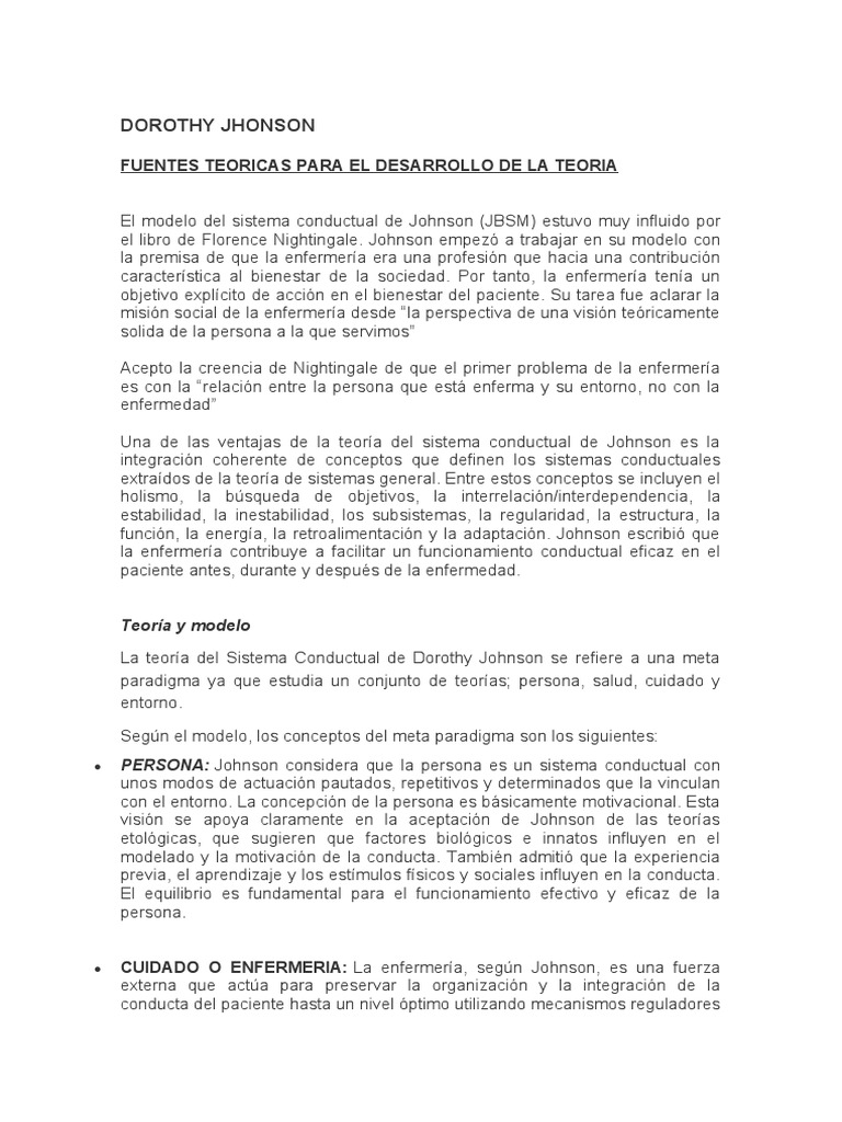 Dorothy Johnson MODELO | PDF | Comportamiento | Enfermería