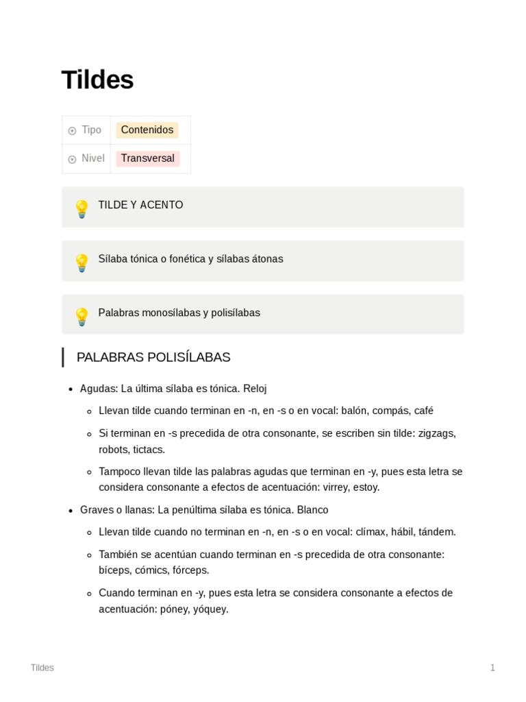 Tildes | PDF | Unidades Semánticas | Lingüística