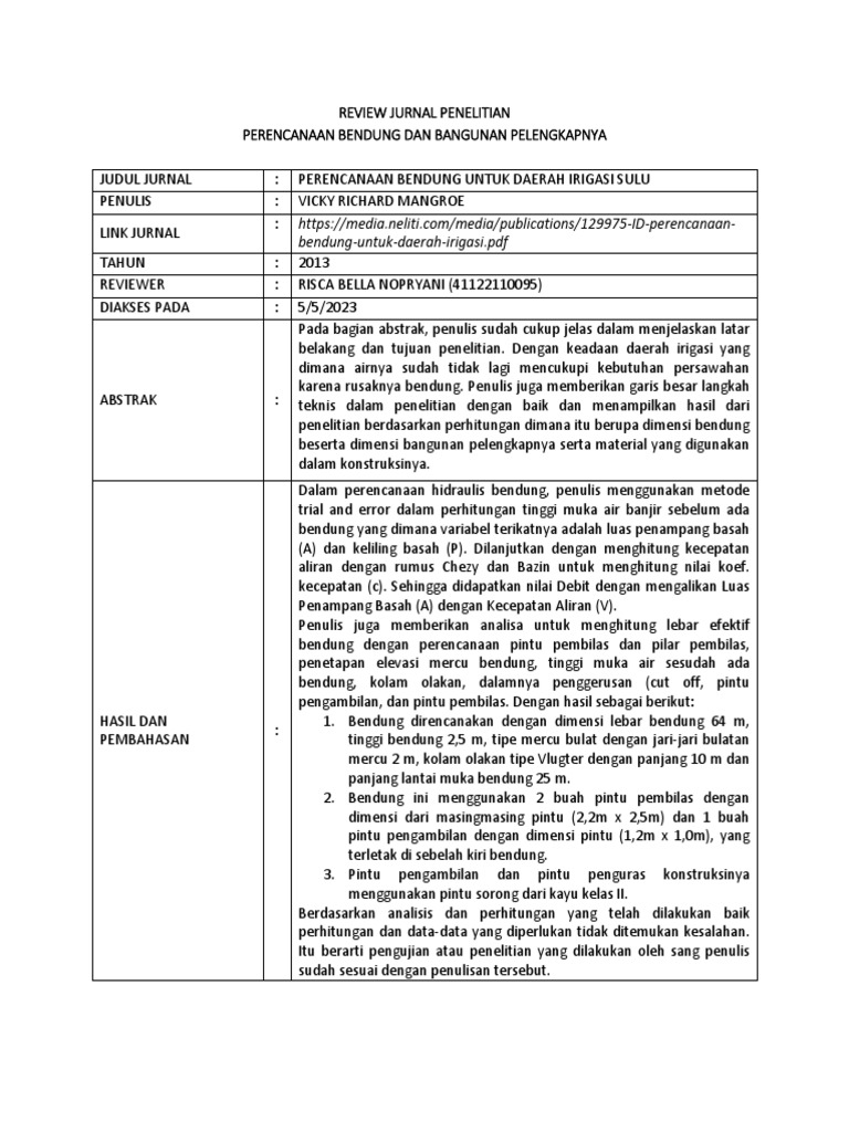 Quiz 8 - Perencanaan Jaringan Irigasi Dan Drainase - Risca Bella ...