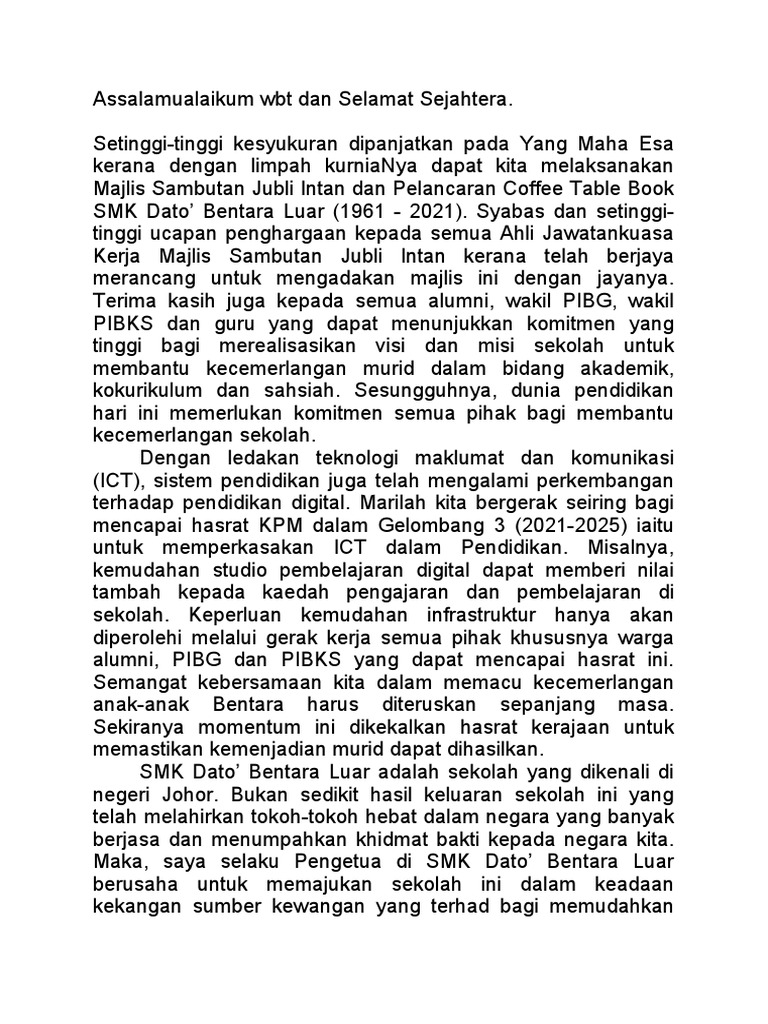 Kata Aluan Pengetua | PDF
