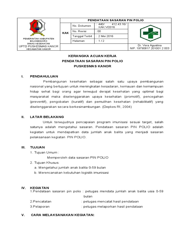 Kerangka Acuan Pendataan Sasaran PIN POLIO | PDF