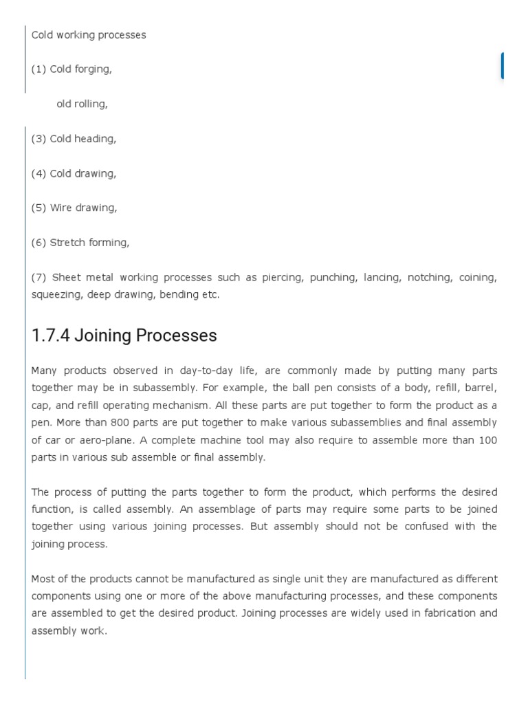 Cold Working and Joining Processes | PDF | Screw | Construction