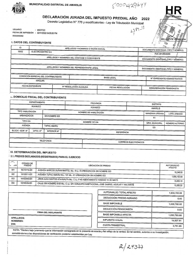 Copia de Impuesto Predial | PDF