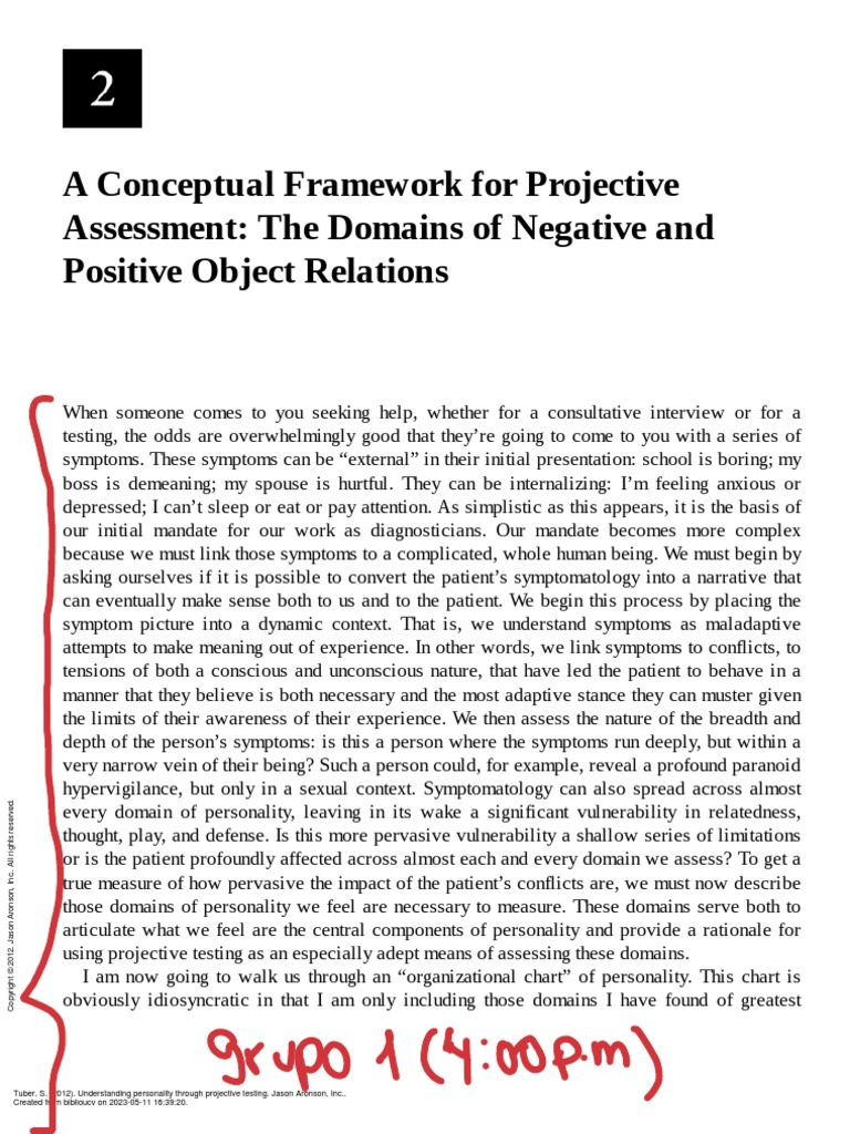 Understanding Personality Through Projective Test Cap 2 Pdf Consciousness Object Relations