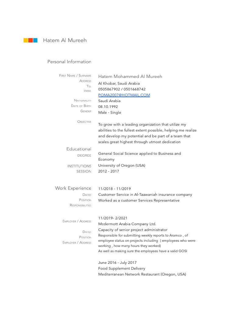 Resume Hatem ALMureh | PDF