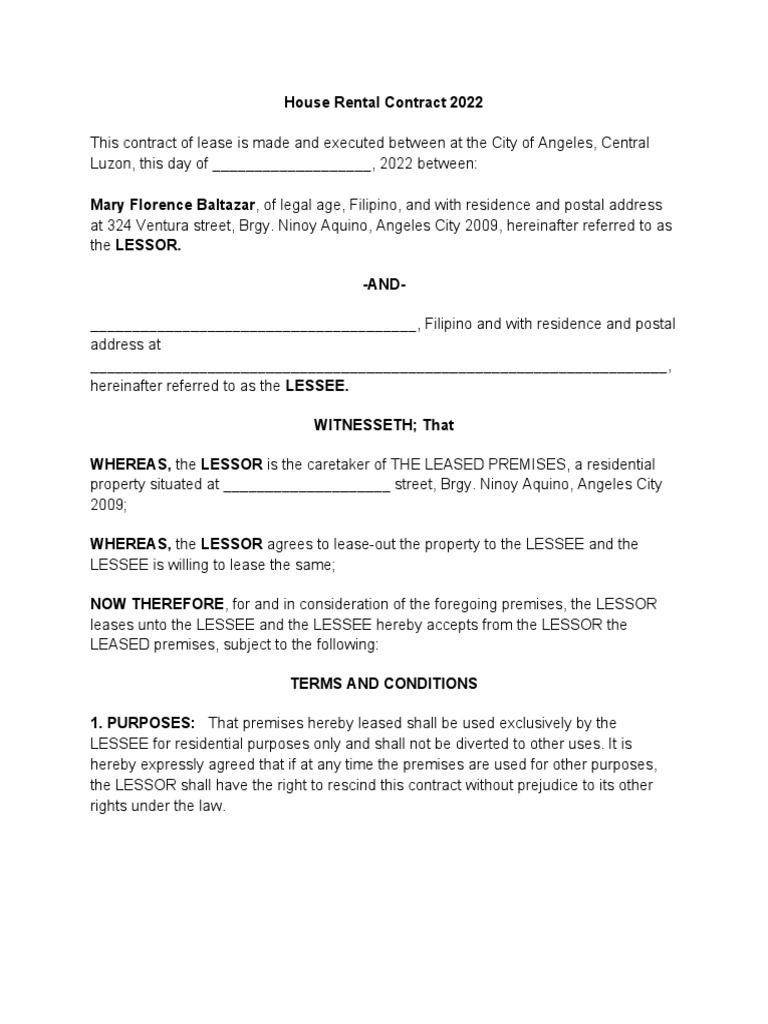 House Rental Contract 2022 | PDF | Lease | Natural Resources Law