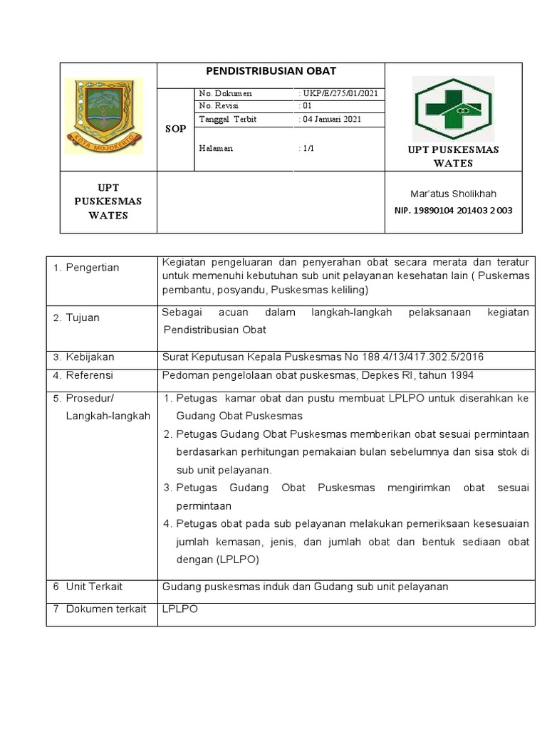 Sop Pendistribusian Obat | PDF