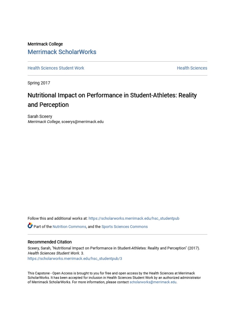 Nutritional Impact On Performance in Student-Athletes - Reality An ...