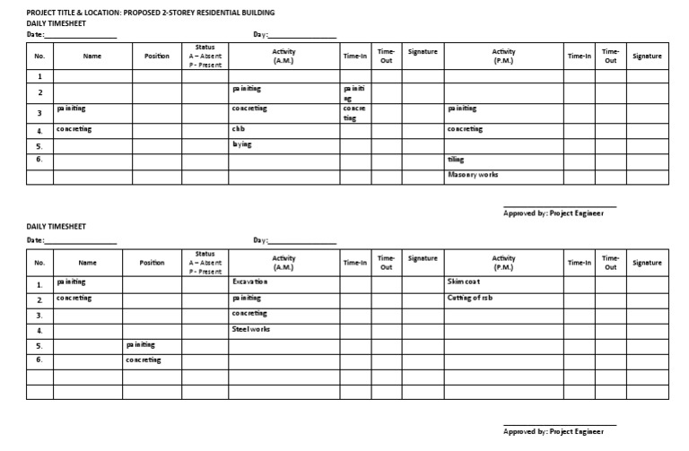 Timesheet 25 | PDF | Building Engineering