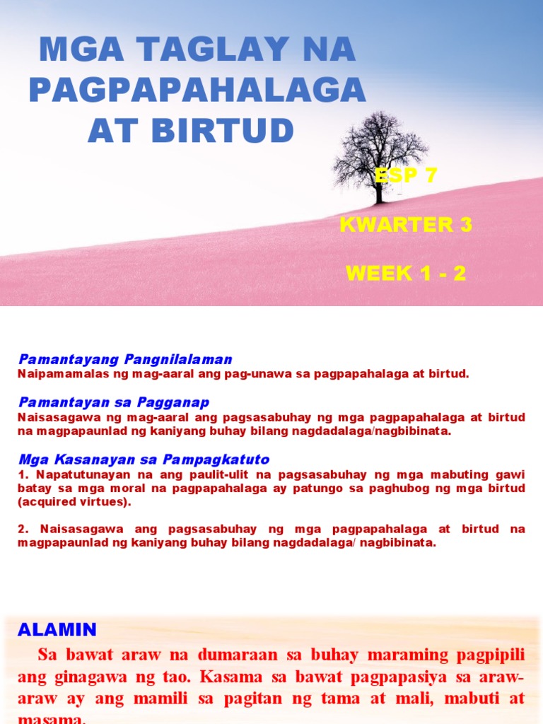 Presentation w1 2 Birtud at Pagpapahalaga | PDF