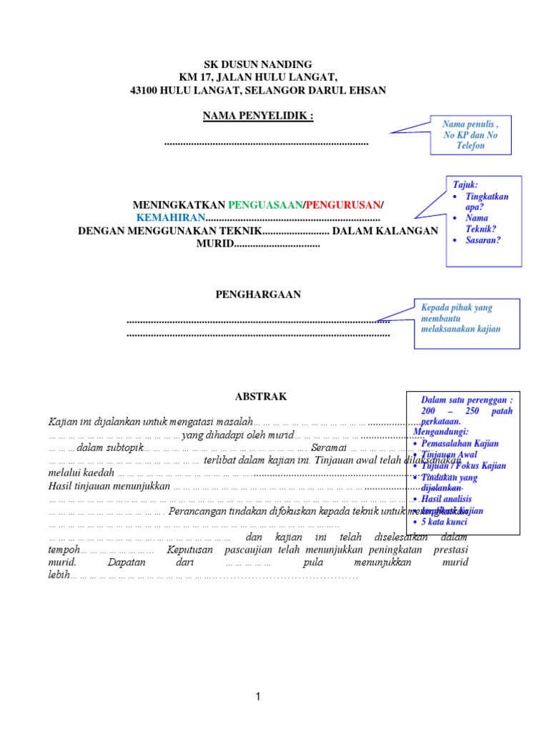 Contoh Laporan Kajian Tindakan | PDF