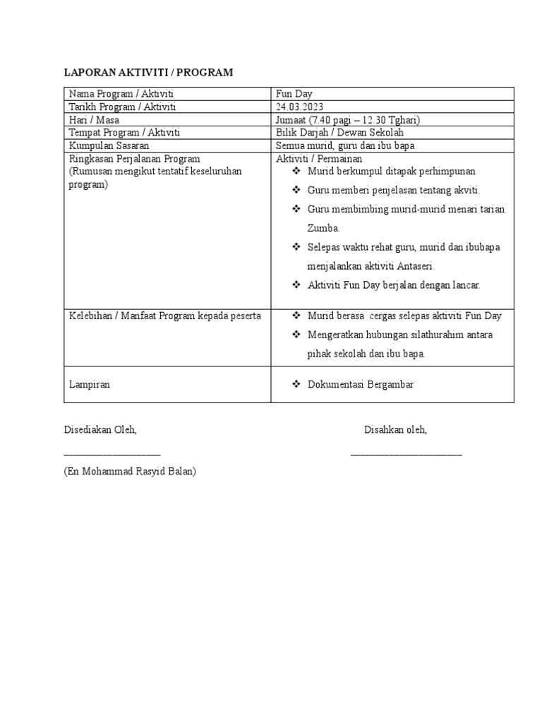 LAPORAN FUN DAY | PDF