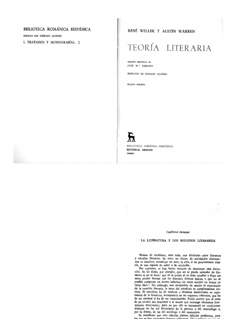 Wellek y Warren Teoría Literaria Cap I, II, III | PDF